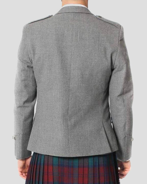 Grey Wool Argyle Kilt Jacket With Waistcoat - Scotland kilt Collectio