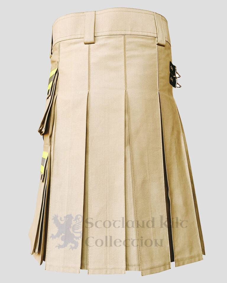 Khaki Firefighter Kilt for Mens - Scotland Kilt Collection