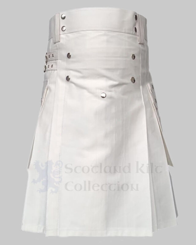 Men White Utility Kilt - Scotland Kilt Collection