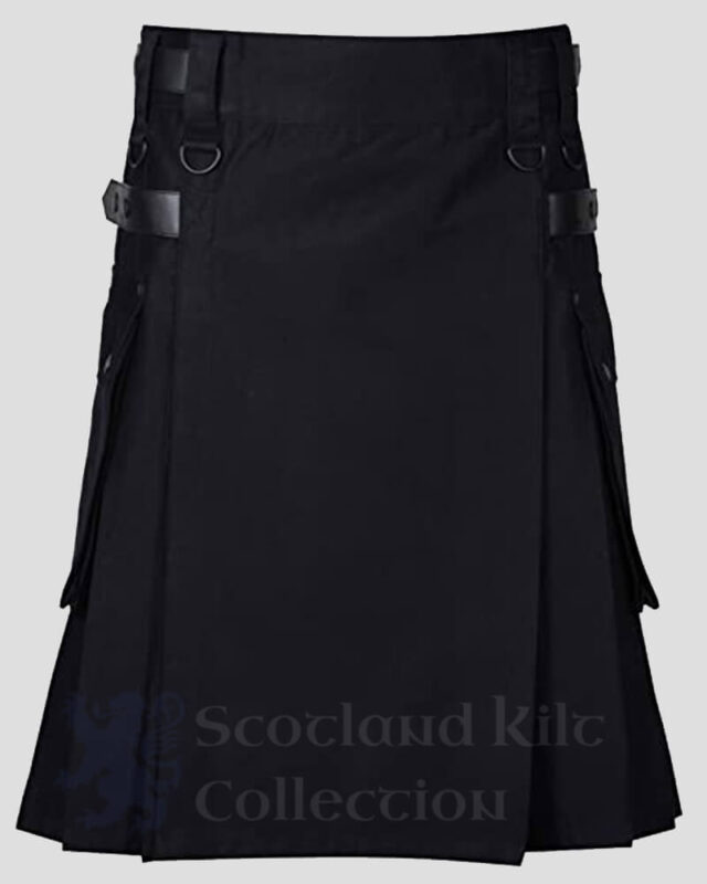 Black Deluxe Utility Fashion Kilts - Scotland Kilt Collection