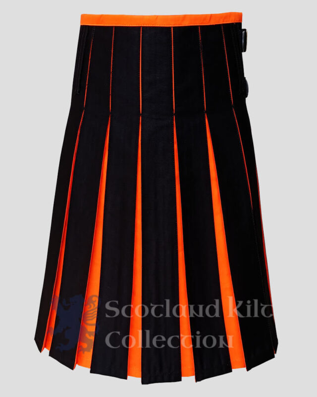 Black Hybrid Kilt Orange - Scotland Kilt Collection