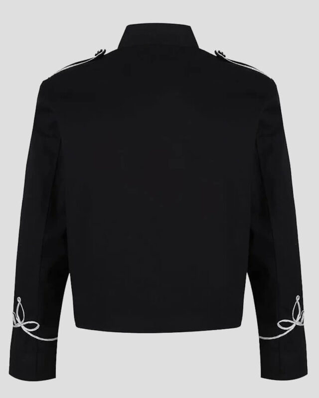 Black Napoleon Military Drummer Parade Jacket With Silver Laces