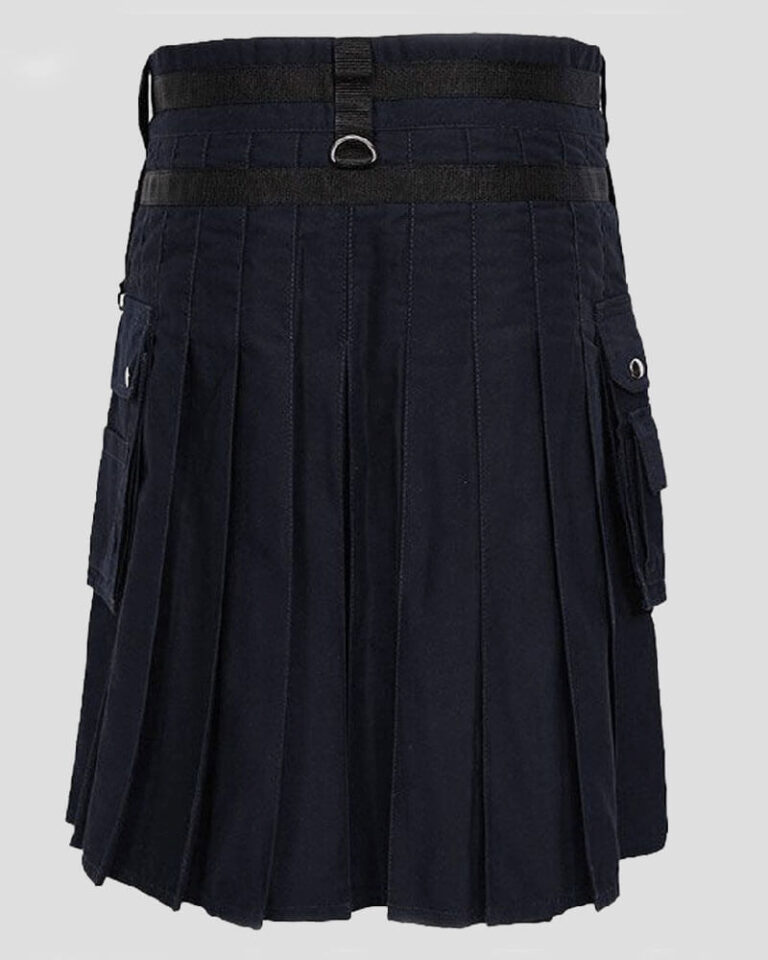 Black Two-Tone Gothic Kilt with Red Apron & Chain | Deluxe Kilt