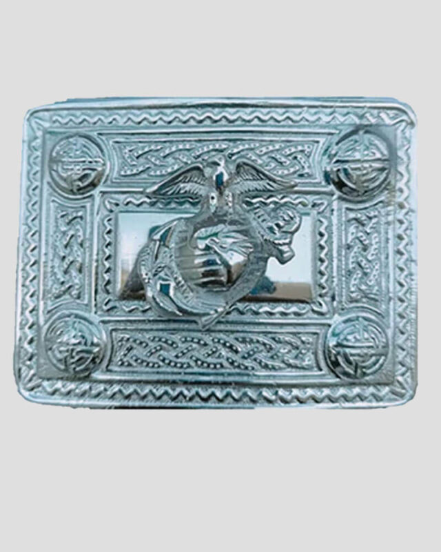 US Marine Badge Chrome Kilt Belt Buckle - Scotland Kilt Collection