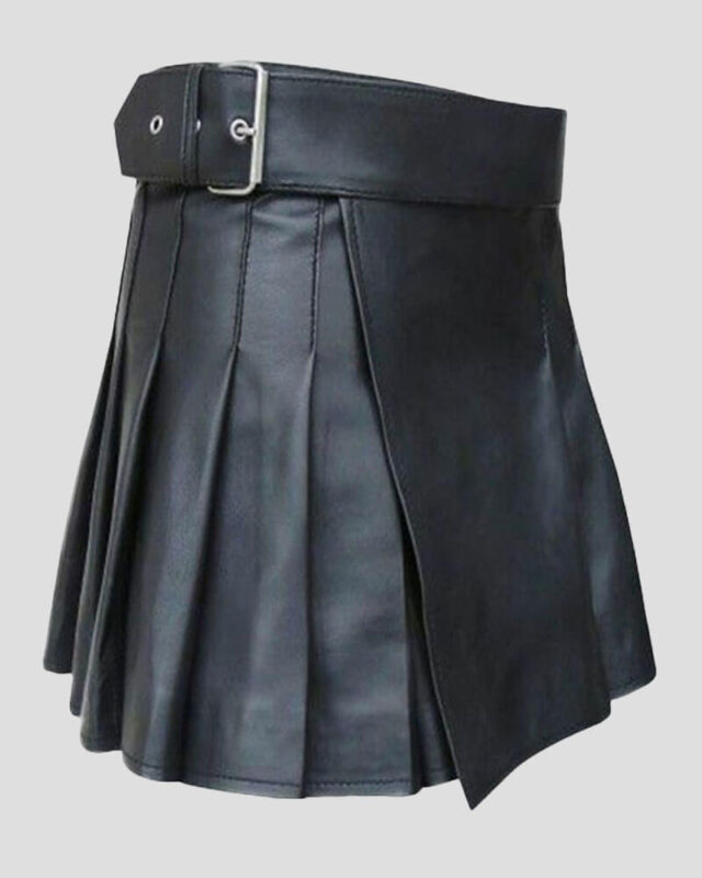 Women Black Leather Modern Mini Kilt Scotland Kilt Collection